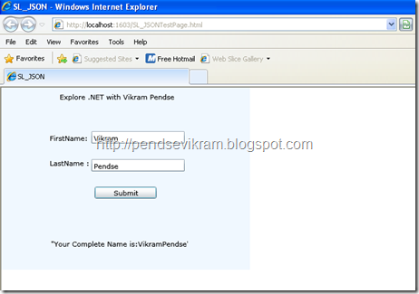 Explore .NET with Vikram Pendse: Calling RESTful Services using JSON format in Silverlight 2